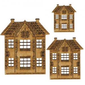 Folk Art Christmas House MDF Wood Shape